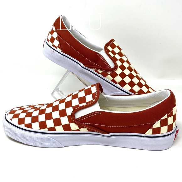 Vans | Shoes | Vans Classic Slip On Checkerboard Red Canvas Mens | Poshmark